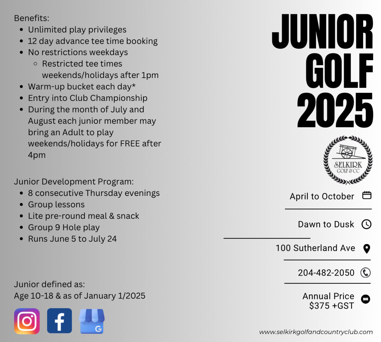 Junior Golf - Selkirk Golf Course & Country Club
